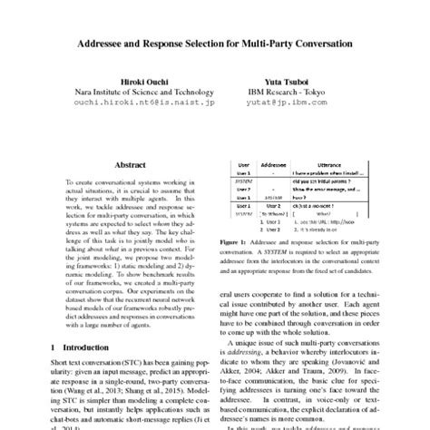 Addressee And Response Selection For Multi Party Conversation Acl Anthology