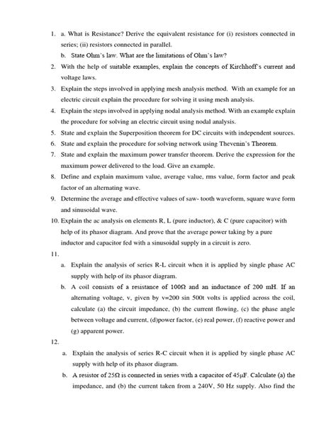 Beee Question Bank 2023 Pdf Ac Power Rectifier