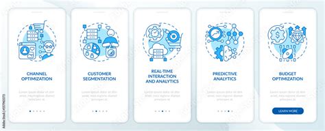 Data Science In Marketing Blue Onboarding Mobile App Screen Business Walkthrough 5 Steps