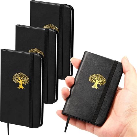 Qeeenar 4 Pcs Mini Leather Pocket Notebook 4 X 2 5 Inch Small Hardcover Notebook 50