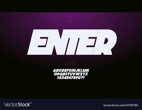 Font Slanted Bold Style Royalty Free Vector Image