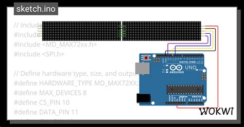 Led Dot Matrix Copy Wokwi Esp32 Stm32 Arduino Simulator