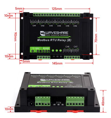 Modbus Rtu 8路继电器模块 Rs485接口 带多种隔离保护电路 工业级 7~36v供电