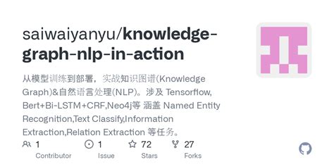GitHub saiwaiyanyu knowledge graph nlp in action 从模型训练到部署实战知识图谱 Knowledge Graph 自然语言处理 NLP