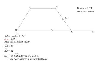 Answered D A AB Is Parallel To DC DC AB M Is The Midpoint Of BC AD B AB A A Find BM In