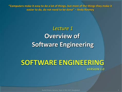 L1 Overview Of Software Engineering Ppt