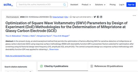 Optimization Of Square Wave Voltammetry Swv Parameters By Design Of