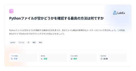 Python ファイルが空かどうかをチェックする方法 空ファイル判定のベストプラクティス Labex