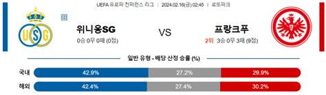 Uefa 유로파 컨퍼런스 리그 2월 16일 0245 루아얄 위니옹 생질루아즈 Vs 프랑크푸르트 축구자료 라이브맨