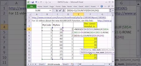 How To Use Aggregate Instead Of Small In Microsoft Excel 2010