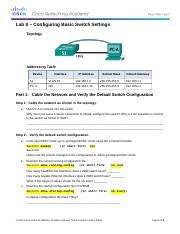 W Lab Configure Basic Switch Settings Docx Lab Configuring Basic Switch Settings