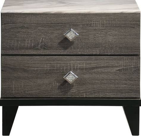 Rasoo 1 Drawer Nightstand In Grey Solid Acacia Frame Metal Nightstand