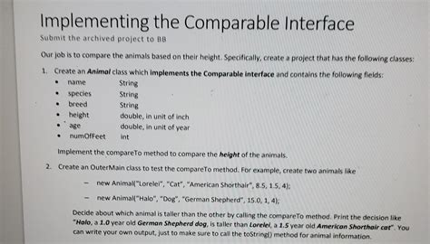 Solved Implementing The Comparable Interface Name Submit The