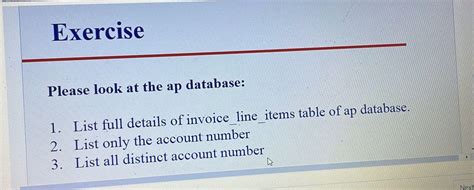 Solved Please Look At The Ap Database 1 List Full Details
