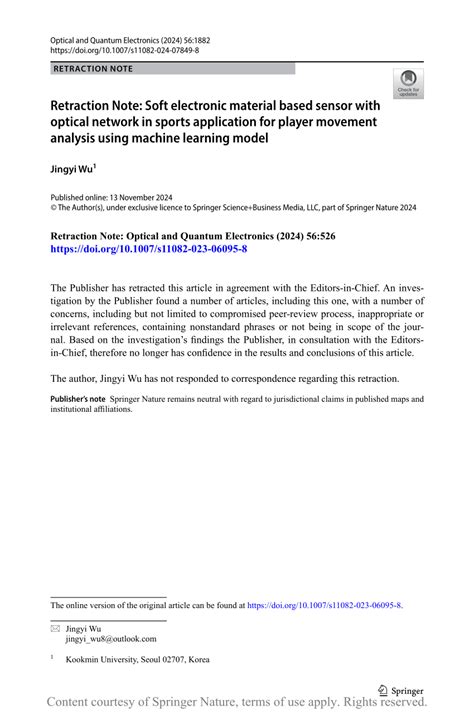 Retraction Note Soft Electronic Material Based Sensor With Optical