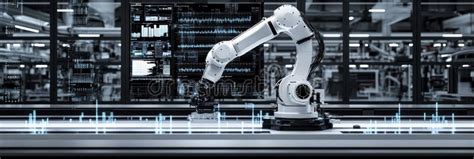 Robotic Arm Working In A Tech Equipped Assembly Line Stock Illustration