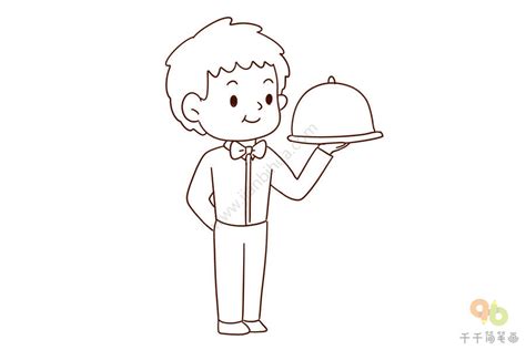 餐厅服务员简笔画 餐厅服务员卡通 儿童服务员简笔画 大山谷图库