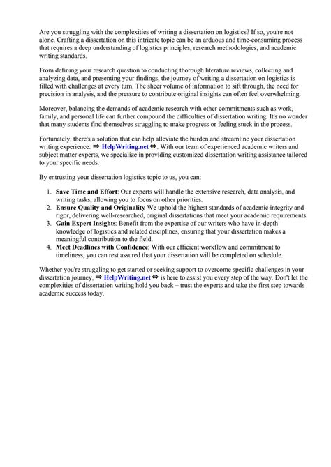 Dissertation Logistics Topic By Amy Gonzalez Issuu