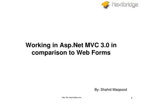 PPT Working In Asp Net MVC In Comparison To Web Forms PowerPoint Presentation ID