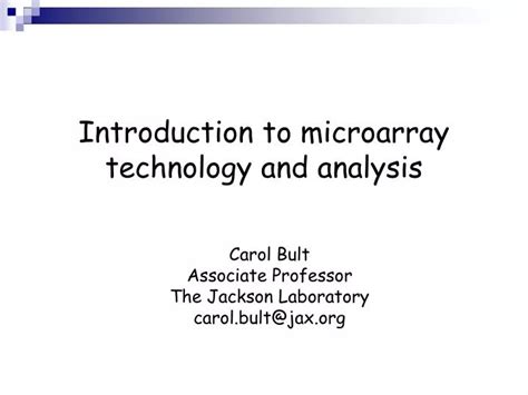 PPT Introduction To Microarray Technology And Analysis PowerPoint Presentation ID