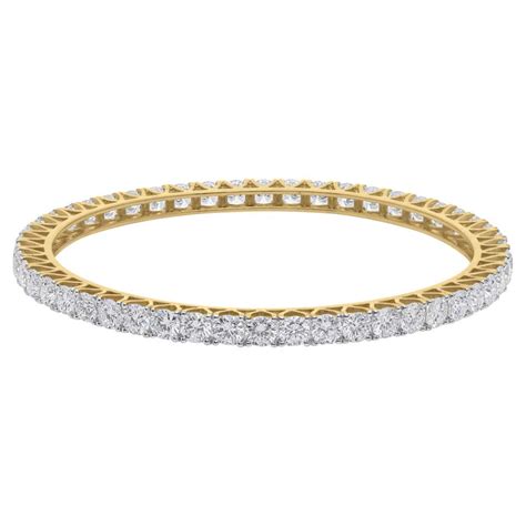 18 Karat Yellow Gold 1085 Carat Diamond Brilliant Cut Tennis Bangle