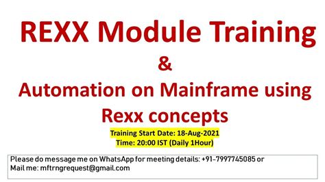Rexx Module Training How To Automate On Mainframe Youtube
