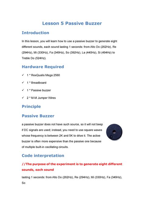 Lesson 5 Passive Buzzer Lesson 5 Passive Buzzer Introduction In This Lesson You Will Learn