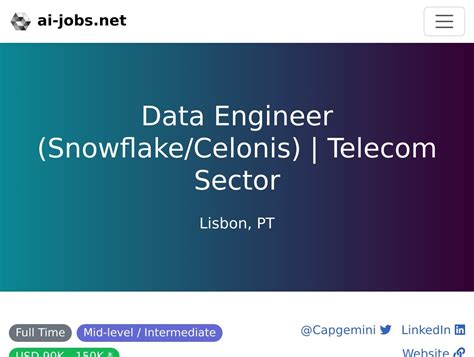 Hiring Data Engineer Snowflakecelonis Telecom Sector In Lisbon Pt Raimljobs