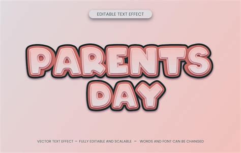 Редактируемый счастливый семейный 3d векторный текстовый эффект в сладком стиле Премиум векторы