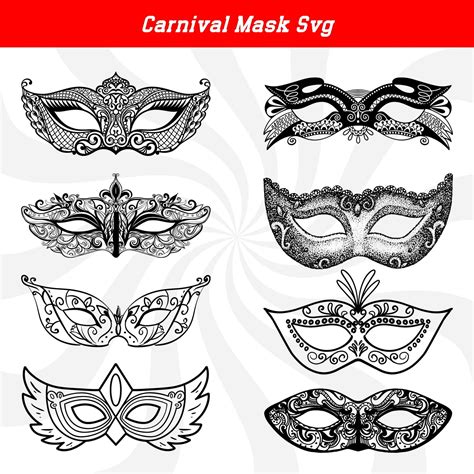 Carnival Masks Svg Mask Svg Mmask Silhouette Carnival Mask Vector Halloween Mask Mask Cut