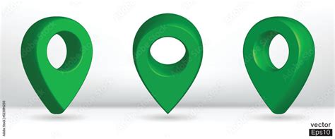 Green Map Pointer Set Isolated On White Background D Map Pointer