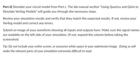 Part D Simulate Your Circuit Model From Part C The Chegg