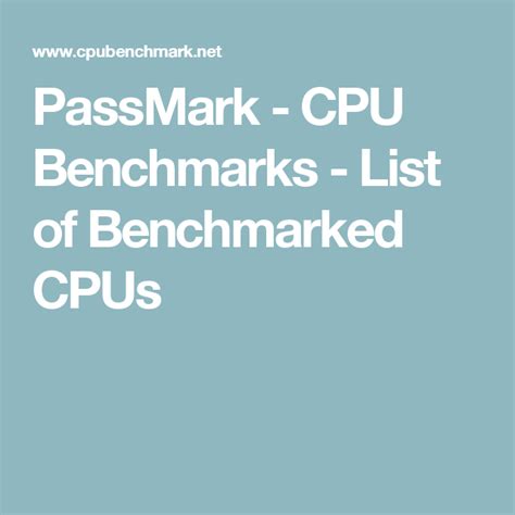 PassMark CPU Benchmarks List Of Benchmarked CPUs