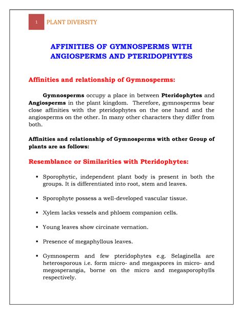 Affinities Of Gymnosperms With Angiosperms And Pteridophytes