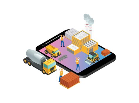 Modern Isometric Smart Factory Monitoring System Suitable For Diagrams Infographics