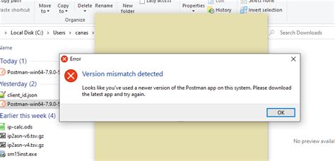 Intallation Error Version Mismatch Detected New To Apispostman