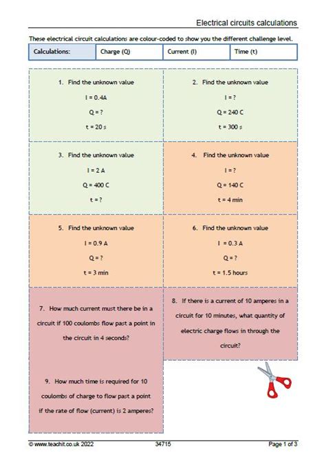 Electrical Circuits Calculations With Answers GCSE Physics Teachit