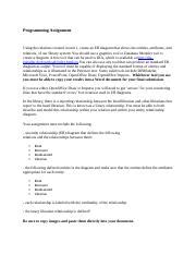 CS Unit Programming Assignment Docx Programming Assignment Using The Relations Created