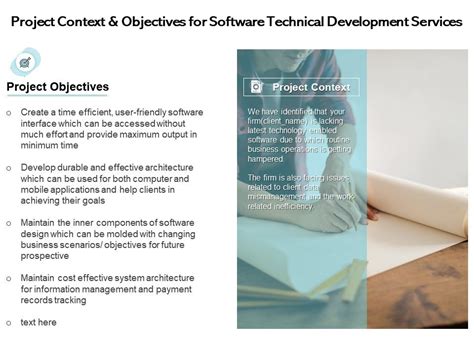 project context and objectives for software technical development