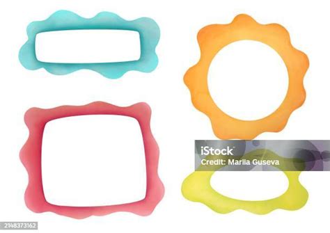 다양한 수평 직사각형 원형 사각형 타원형 모양 프레임 흰색 배경 0명에 대한 스톡 벡터 아트 및 기타 이미지 0명