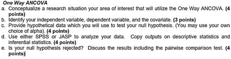 Solved One Way Ancova A Conceptualize A Research Situation