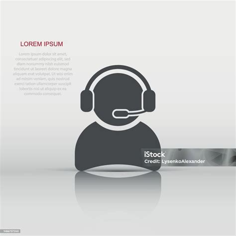 플랫 스타일의 마이크 아이콘이 있는 벡터 연산자입니다 콜센터 사인 그림 그림의 교환원 사람들의 사업 개념입니다 It 지원에 대한 스톡 벡터 아트 및 기타 이미지 Istock