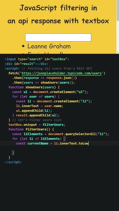 Javascript Fetching Data From A Rest Api And Filtering It Using Html Textbox Youtube