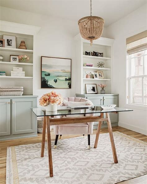 Mint Green Wall Office Retro Style Haze Double Glass Door