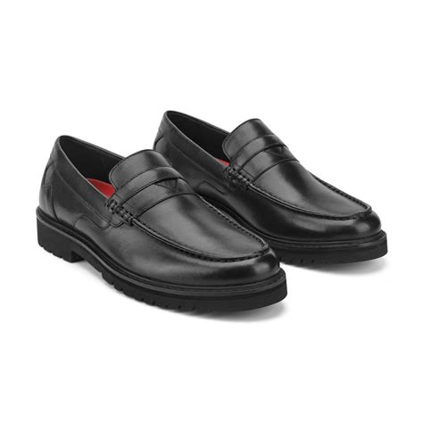 Mens Maverick Penny Loafers Black Leather Rockport