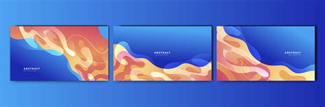 추상적 인 파란색 배경과 핑크 오렌지 노란색 트렌디 네온 그라디언트 세트 배너 포스터 벽지 템플릿 및 소셜 미디어 템플릿을위한 디자인 0명에 대한 스톡 벡터 아트 및 기타