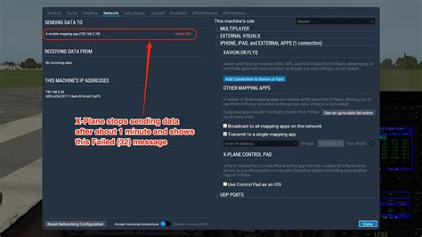 Failed 32 Error When Sending Data To A Mobile Mapping App In X Plane XP11 General Discussion