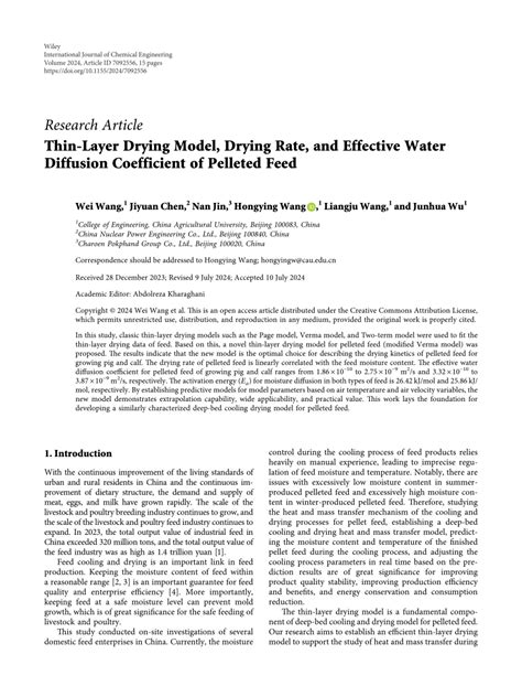Pdf Thin Layer Drying Model Drying Rate And Effective Water Diffusion Coefficient Of