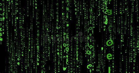 Cyberspace With Falling Green Digital Lines Binary Hanging Chain