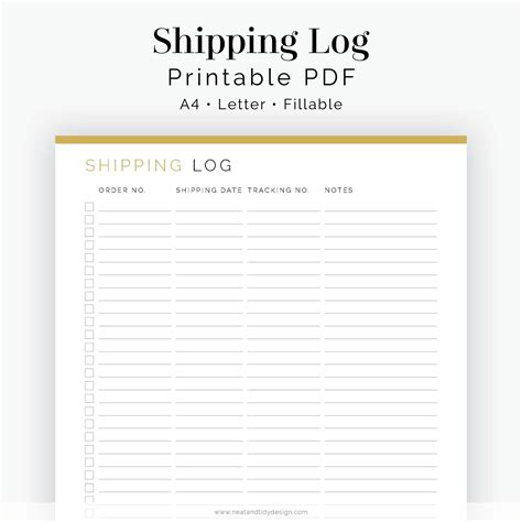 Shipping Log Fillable Printable PDF Business Planner Instant Download Etsy Australia